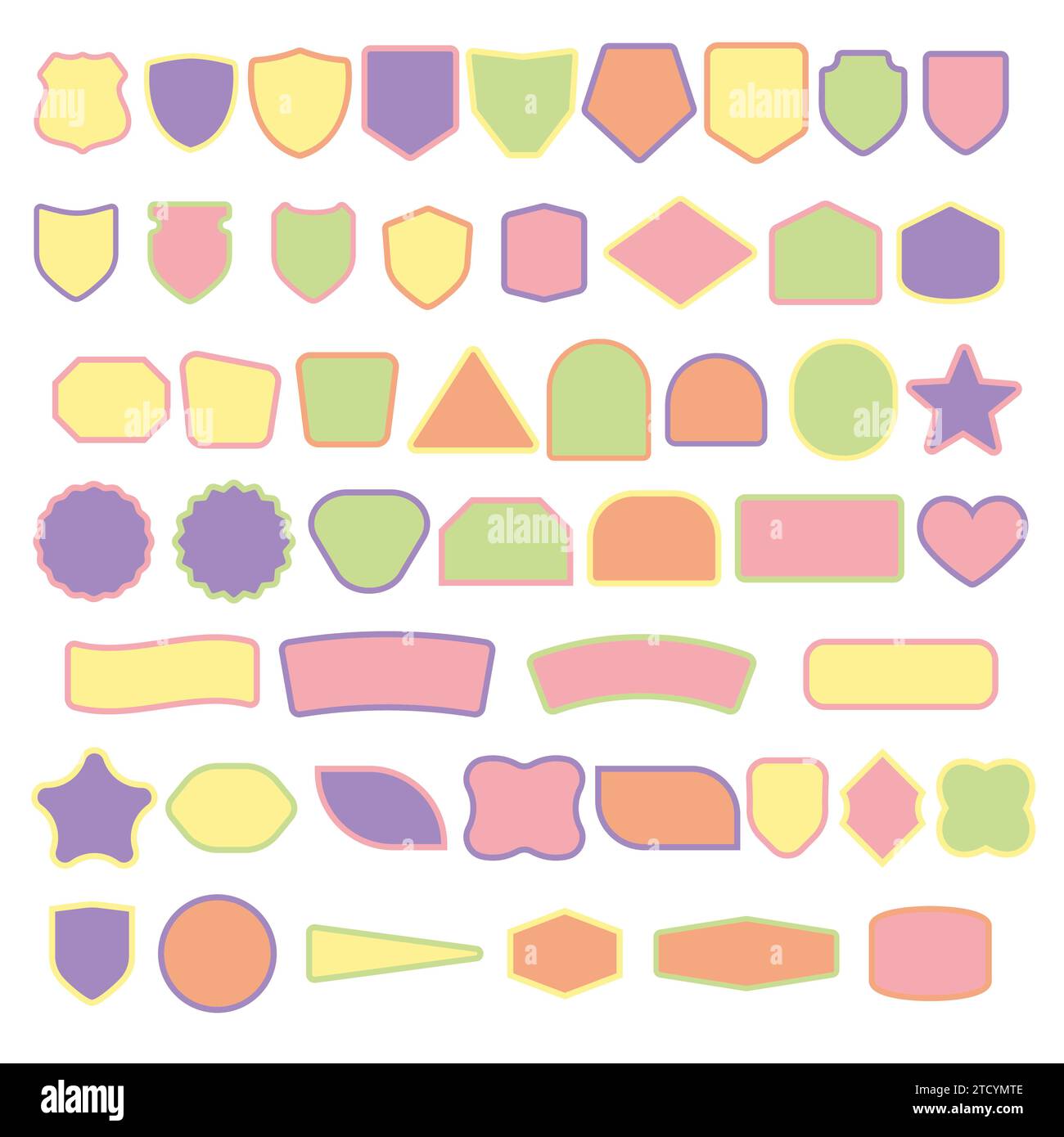 Color Shield frame set. Collection of badge vector template, label with ...
