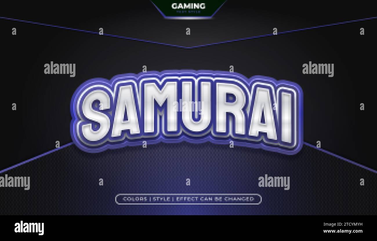 Editable blue game text style with curved effect for e-sports team ...