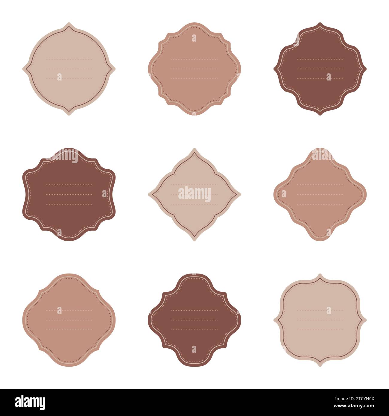 Cardboard label tag sticker shape vintage frame flat set. Paper price ...