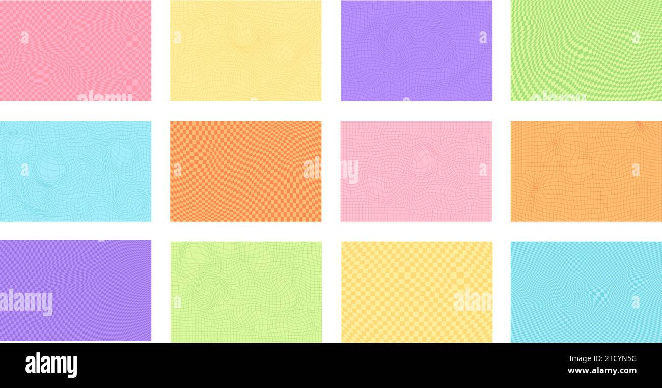 Set of Retro psychedelic checkerboard pattern. Stock vector ...