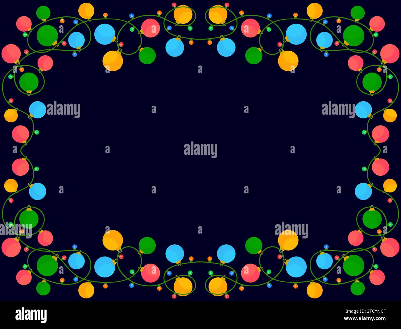 Christmas light frame. Festive frame with Christmas glowing garland and ...