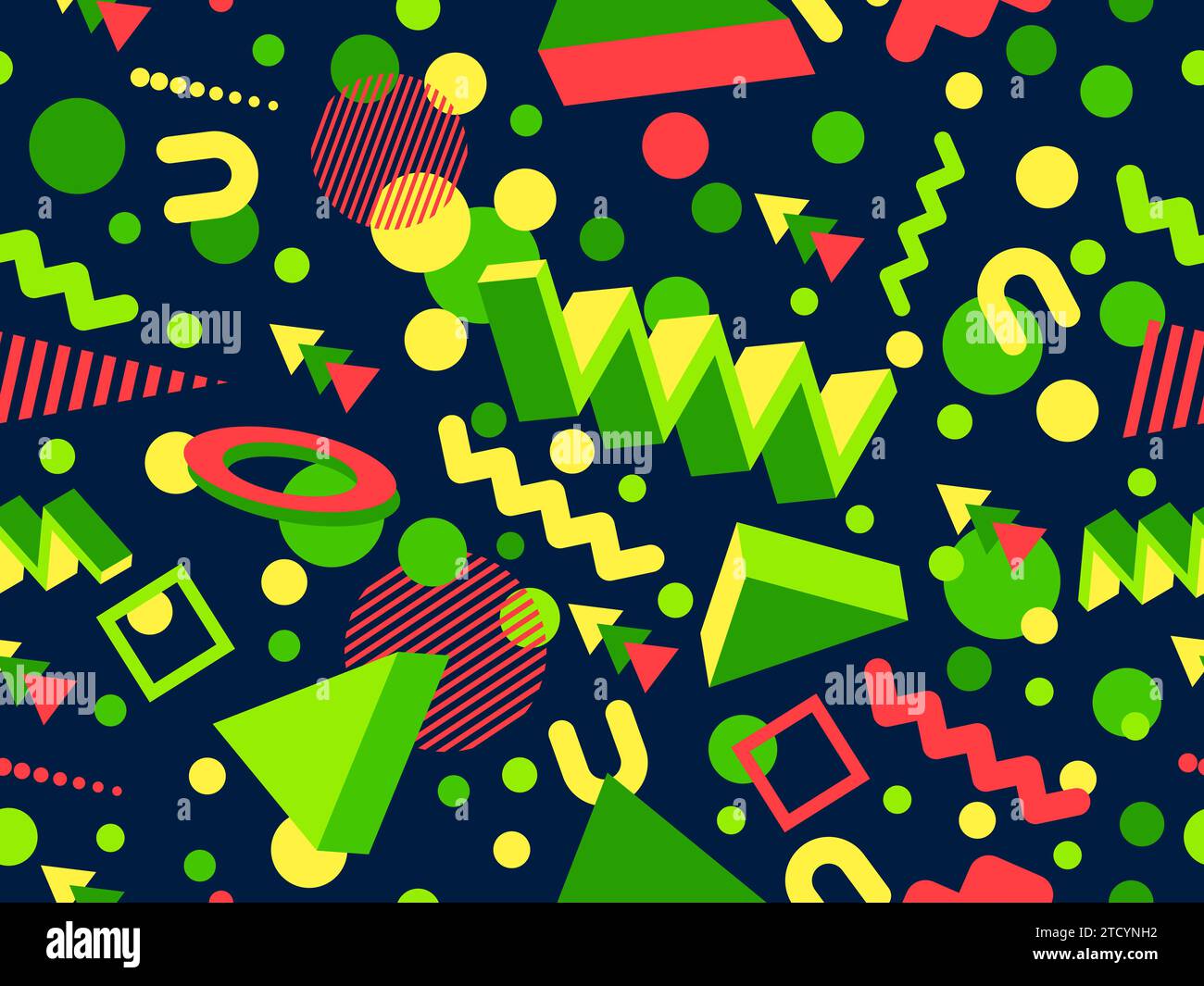 3D geometric seamless pattern in 80s style. 3d isometric triangles ...