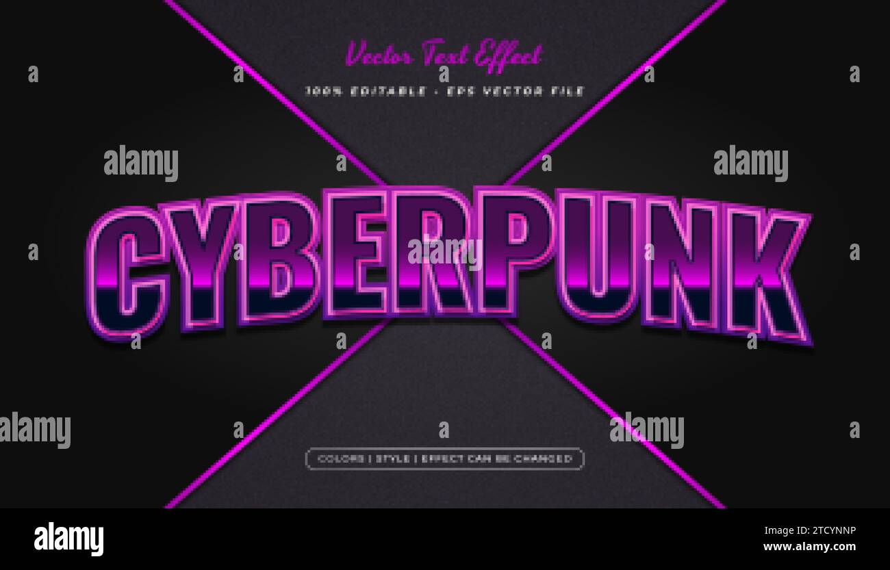Editable Embossed Text Effect in Cyberpunk Style Stock Vector Image ...