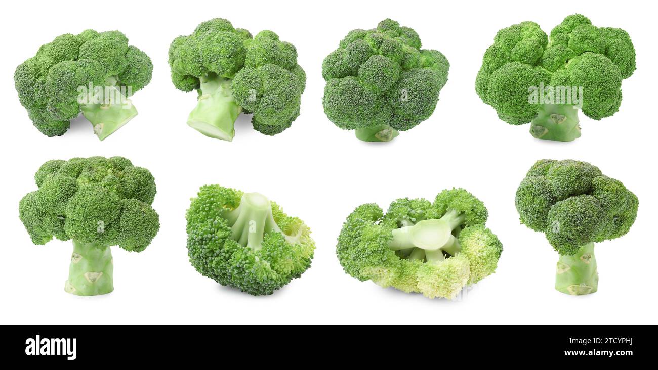 Fresh green broccoli isolated on white, set Stock Photo - Alamy
