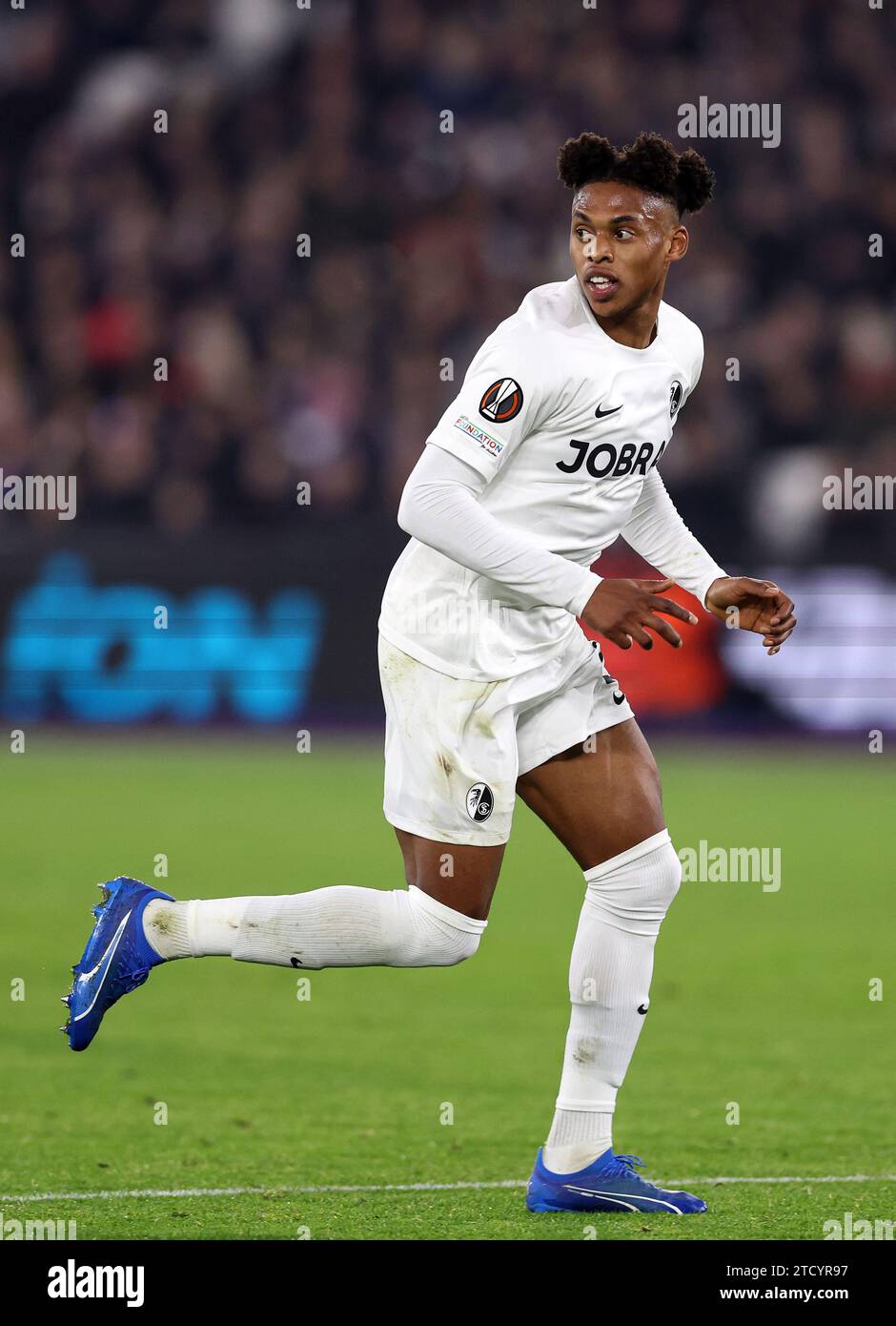 London, England, 14th December 2023. Junior Adamu of SC Freiburg during the UEFA Europa League ...