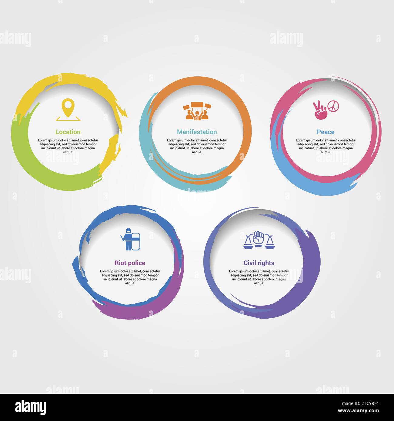 Infographics with Civil Rights theme icons, 10 steps. Such as location ...