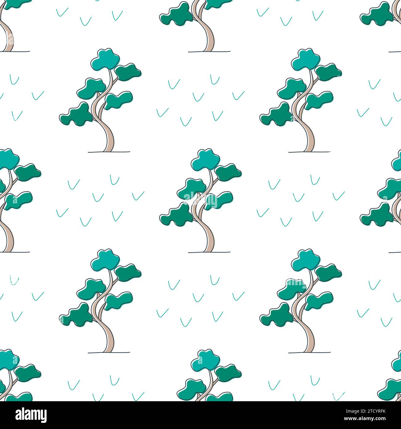 Pine tree cartoon background vector illustration Stock Vector Image ...