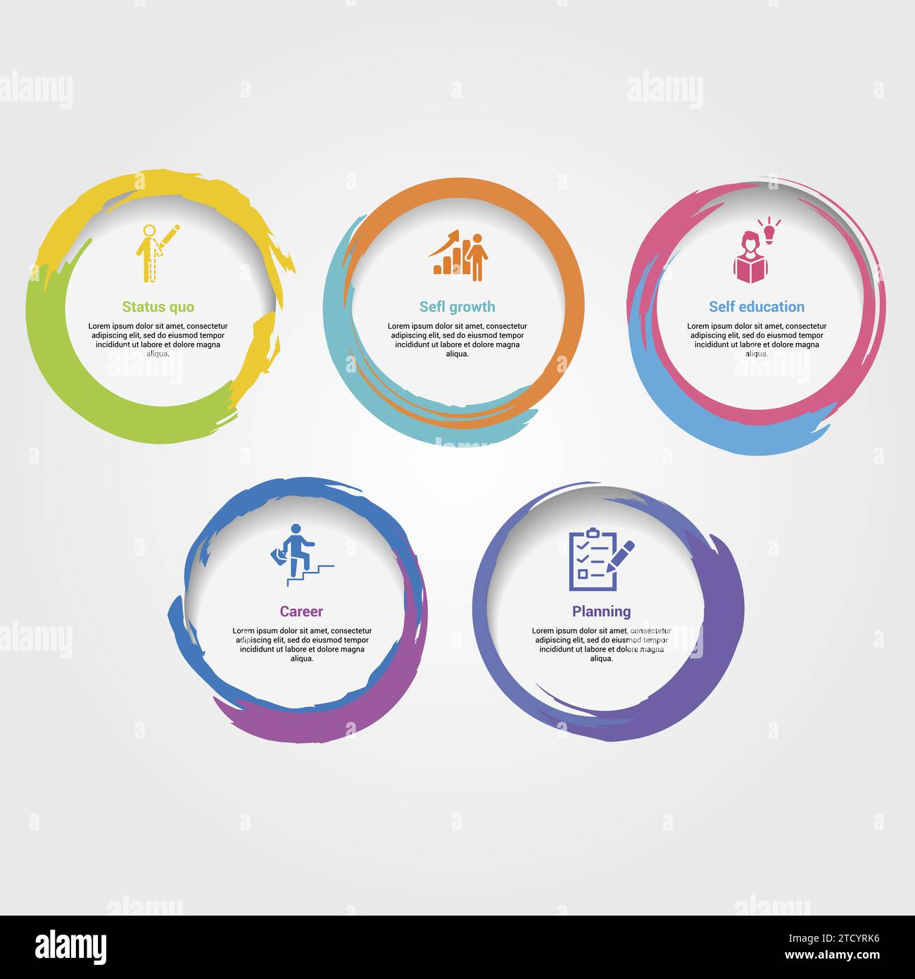 Infographics with Personal Growth theme icons, 10 steps. Such as status ...