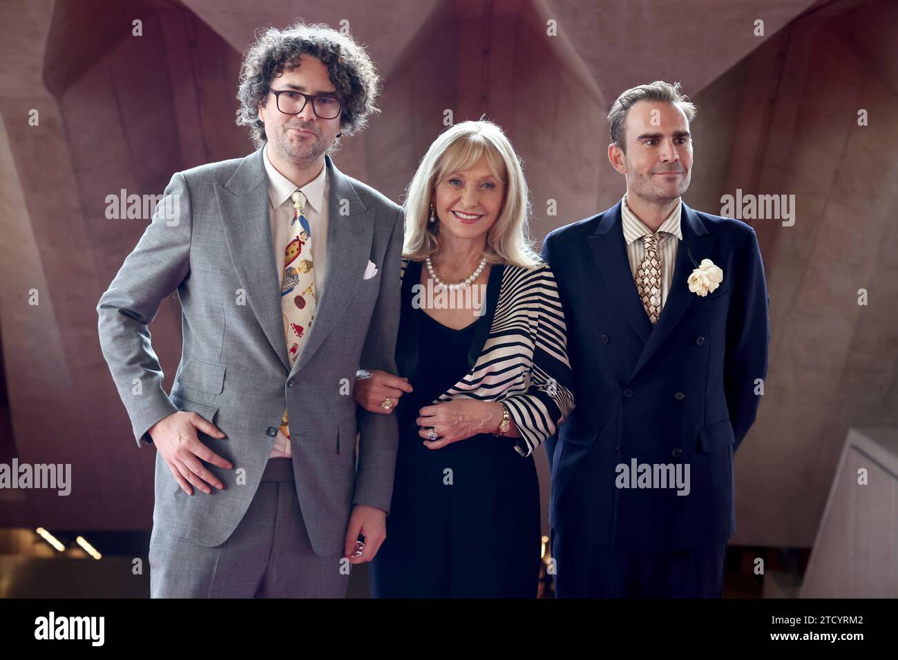 Guests L-R Rupert Humphries, Elizabeth Spender and Oscar Humphries ...