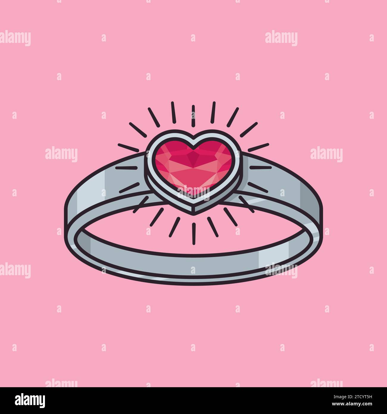 Diamond ring on heart Stock Vector Images - Alamy