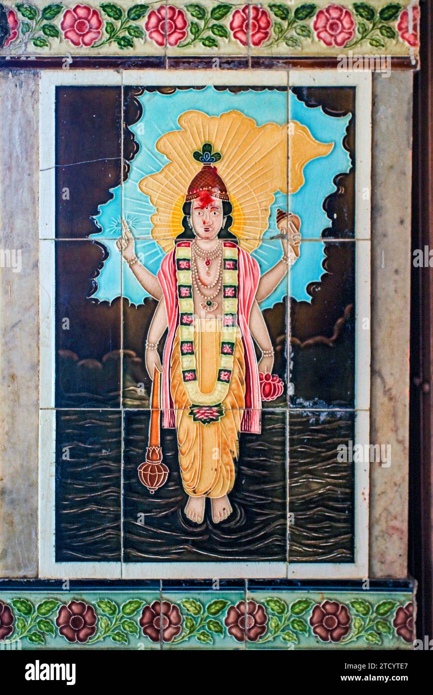 11 25 2008 Vintage Old ART-Painted in tiles Goad Godess-1937 Sri Ram ...