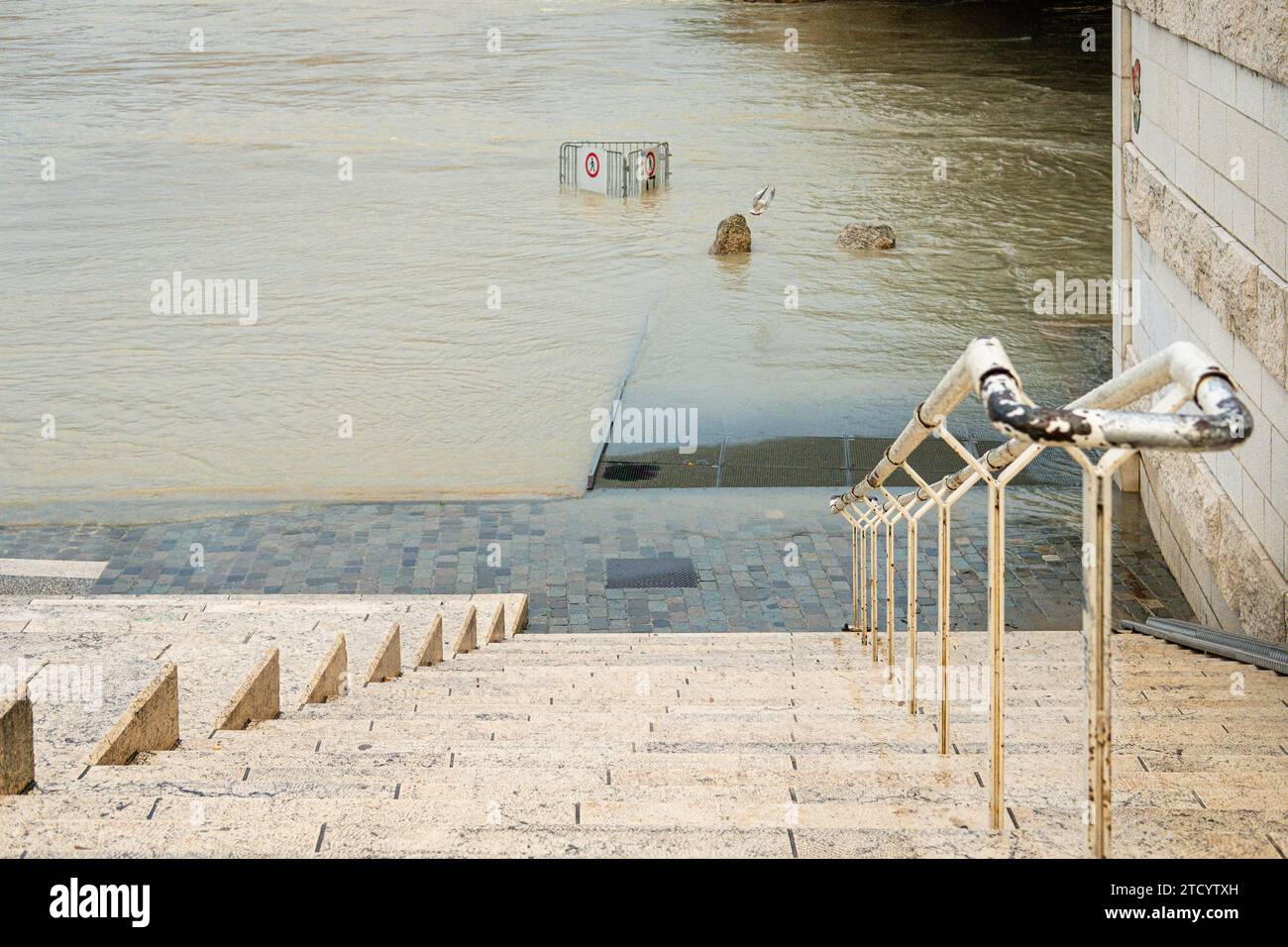 The flooded Rhône overflowing its banks Stock Photo - Alamy