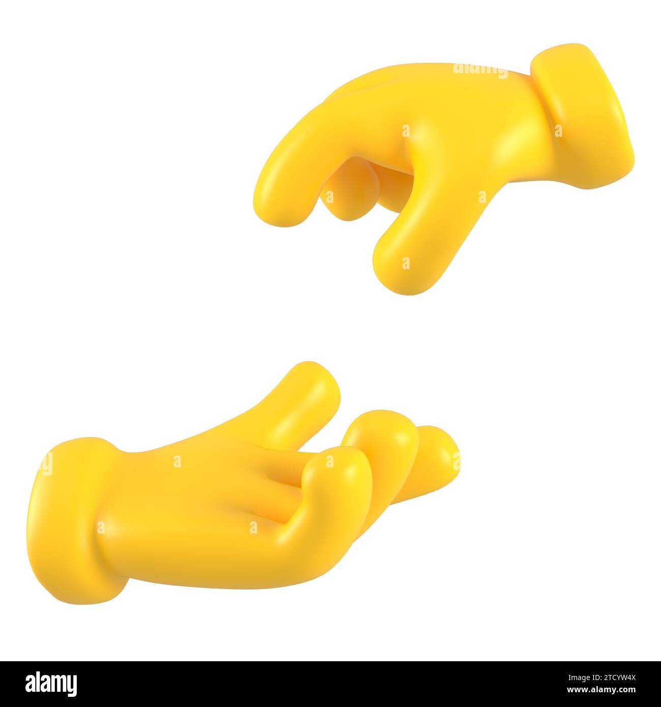 Character yellow taking and giving hand Stock Photo - Alamy