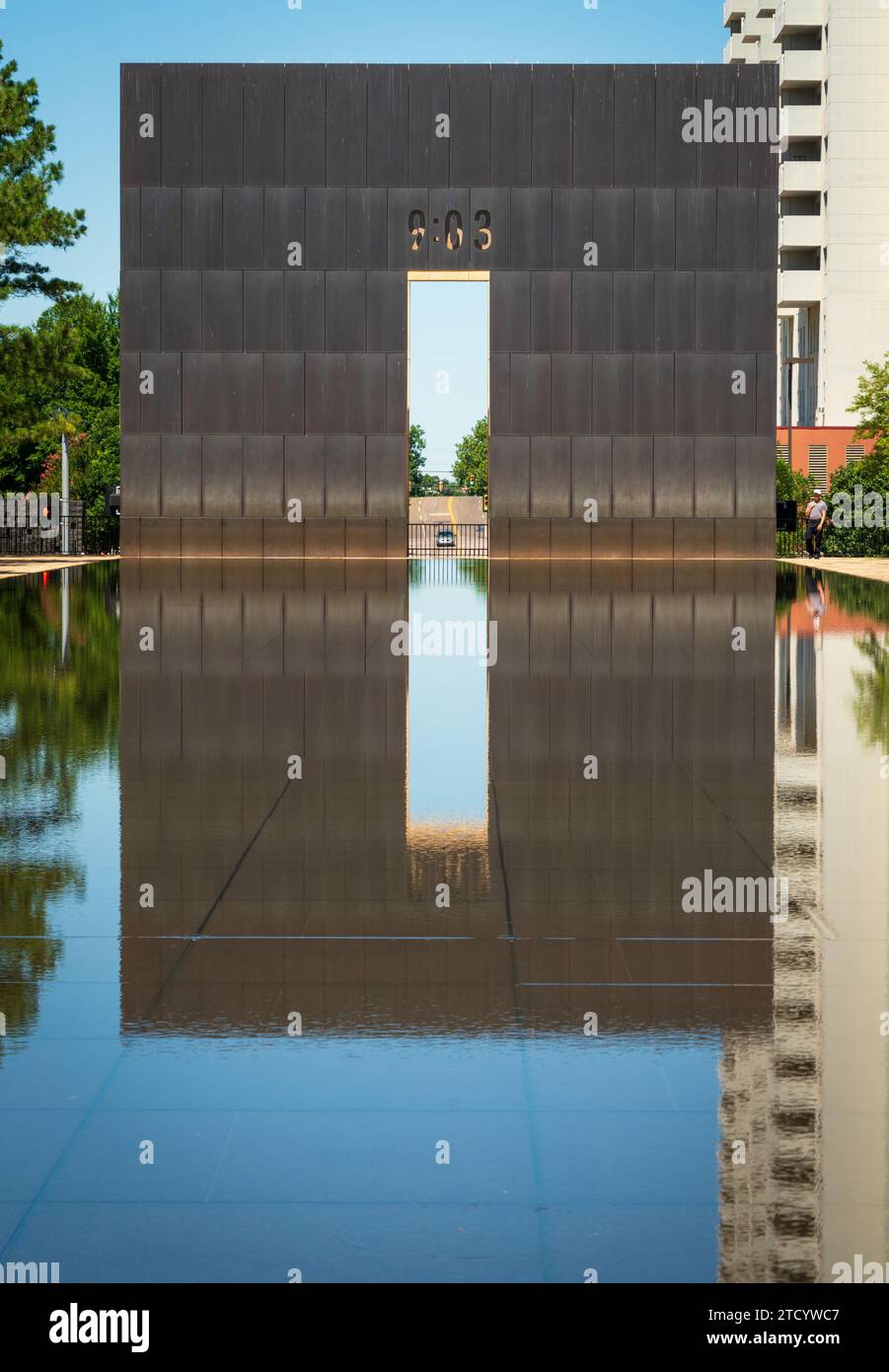 The Monument and Reflection Pool at Oklahoma City National Memorial ...