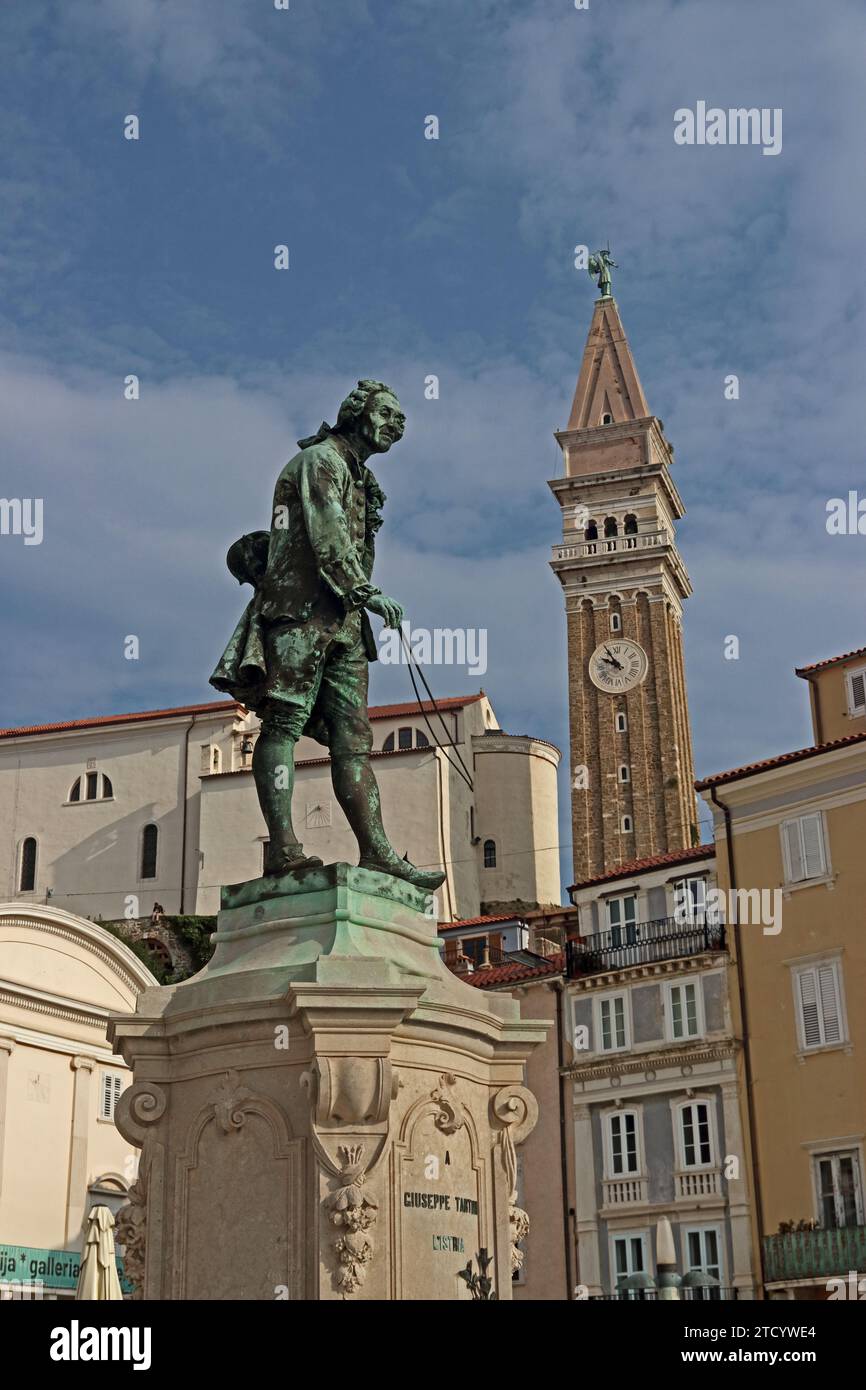 Statue of Giuseppe Tartini, violinist, oustside Town Hall, Tartini ...