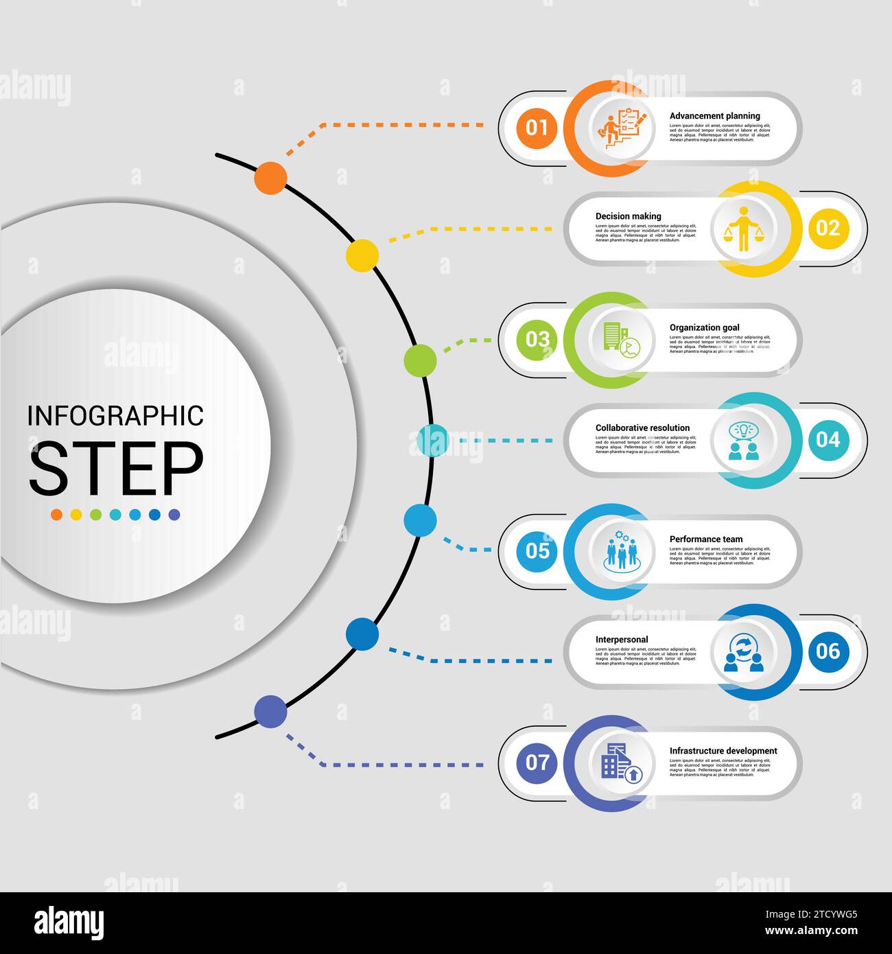 Infographics with Corporative Development theme icons, 10 steps. Such ...