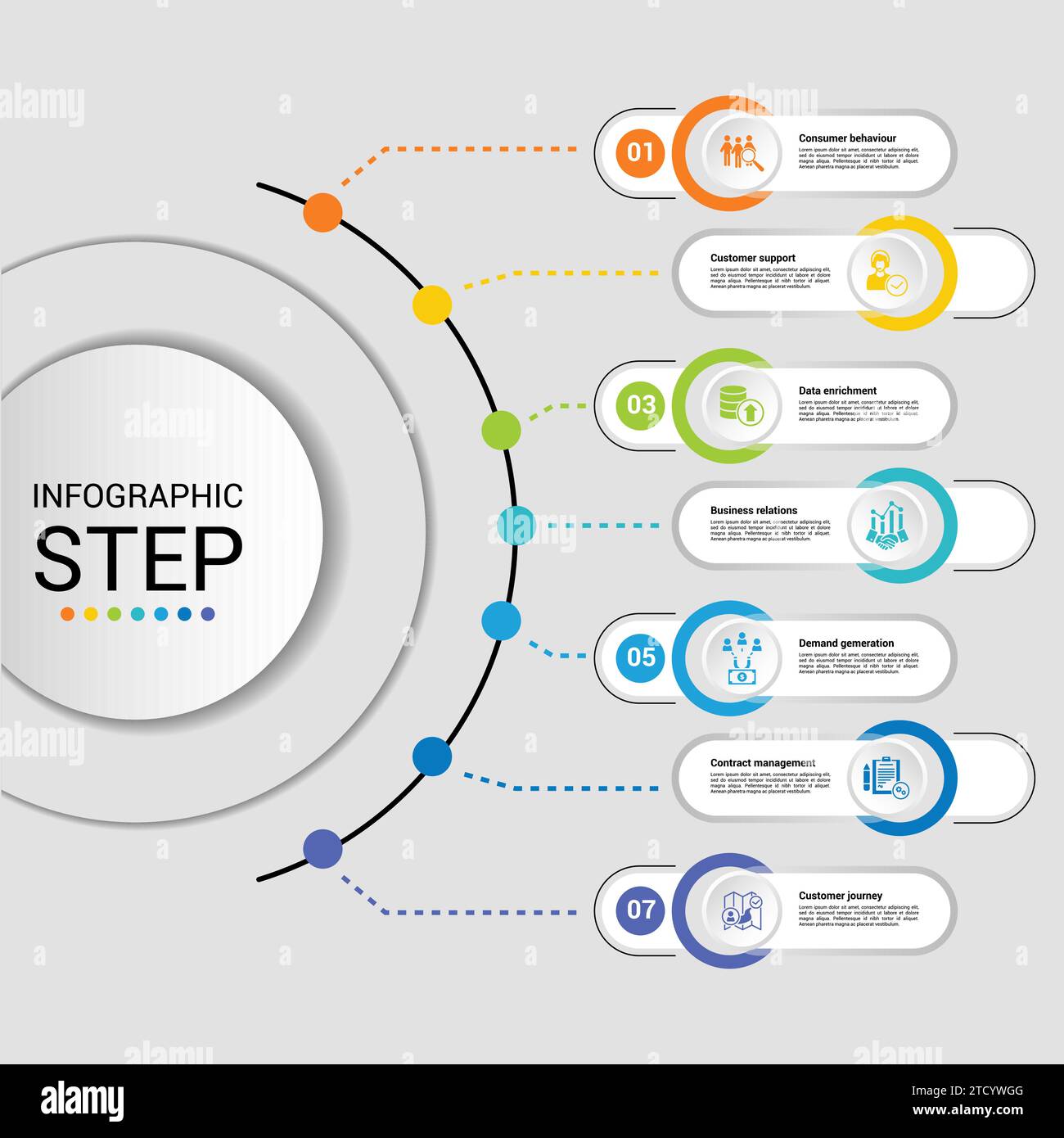 Infographics With Customer Relationship Theme Icons 10 Steps Such As Consumer Behaviour