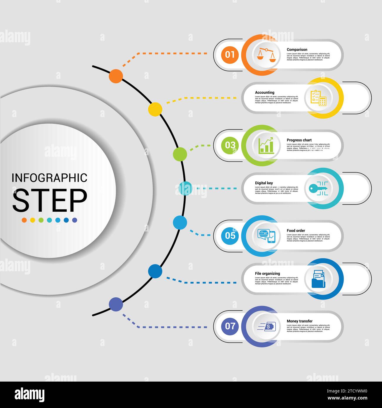 Infographics with Digital Service theme icons, 10 steps. Such as ...