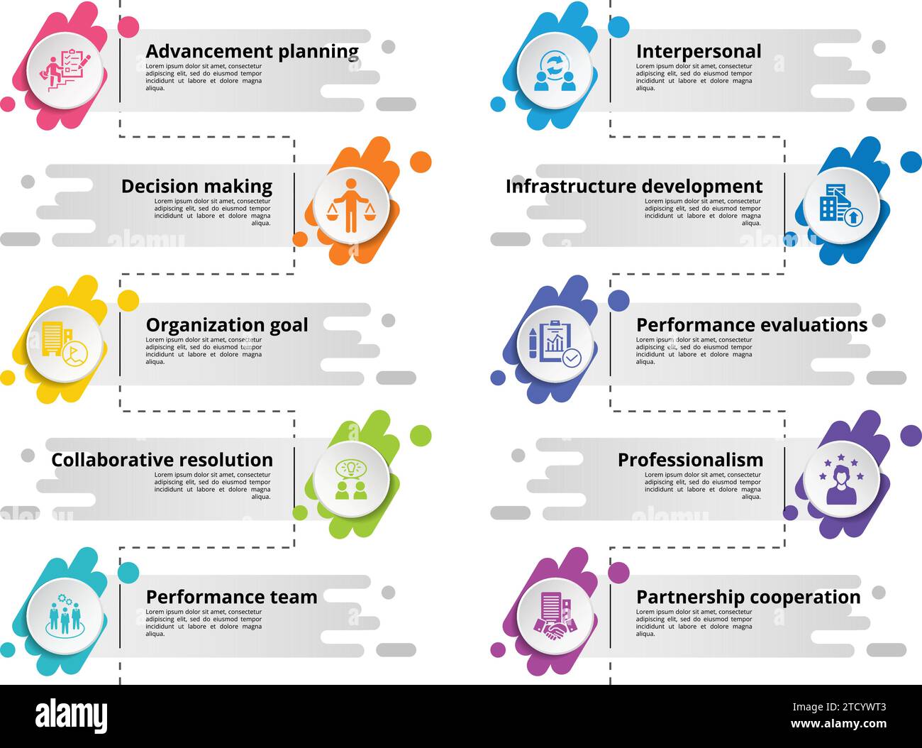 Infographics with Corporative Development theme icons, 10 steps. Such ...