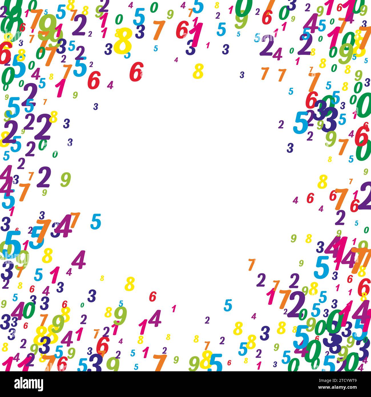 Flying colorful digits and numbers. School math notebook cover. Back to ...