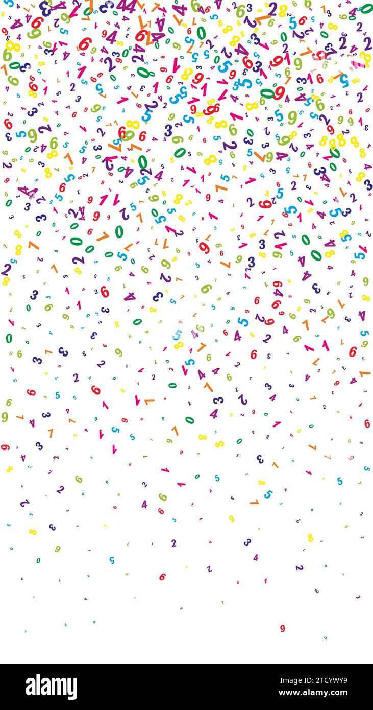 Falling colorful numbers. Math study concept with flying digits. Back ...