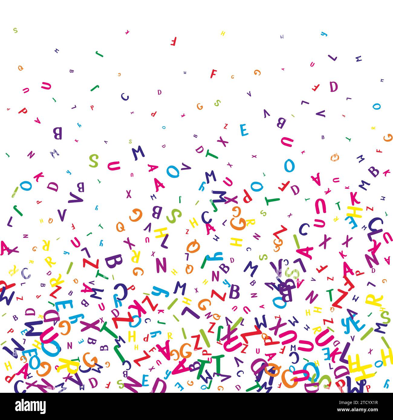 Concept of school background. Colorful childish falling letters of ...