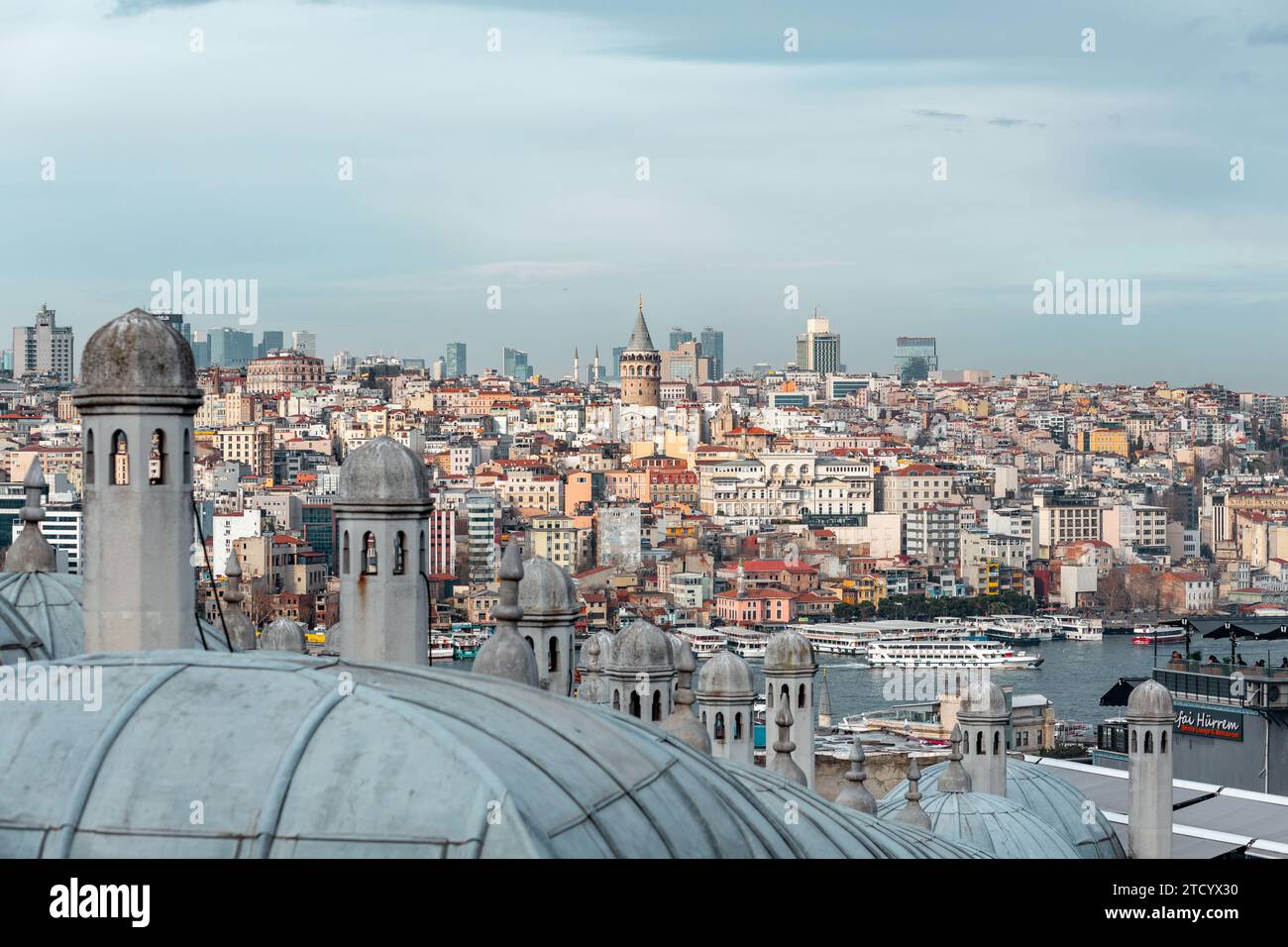 Istanbul, Turkiye - March 7, 2023: Panoramic view of Istanbul behind ...