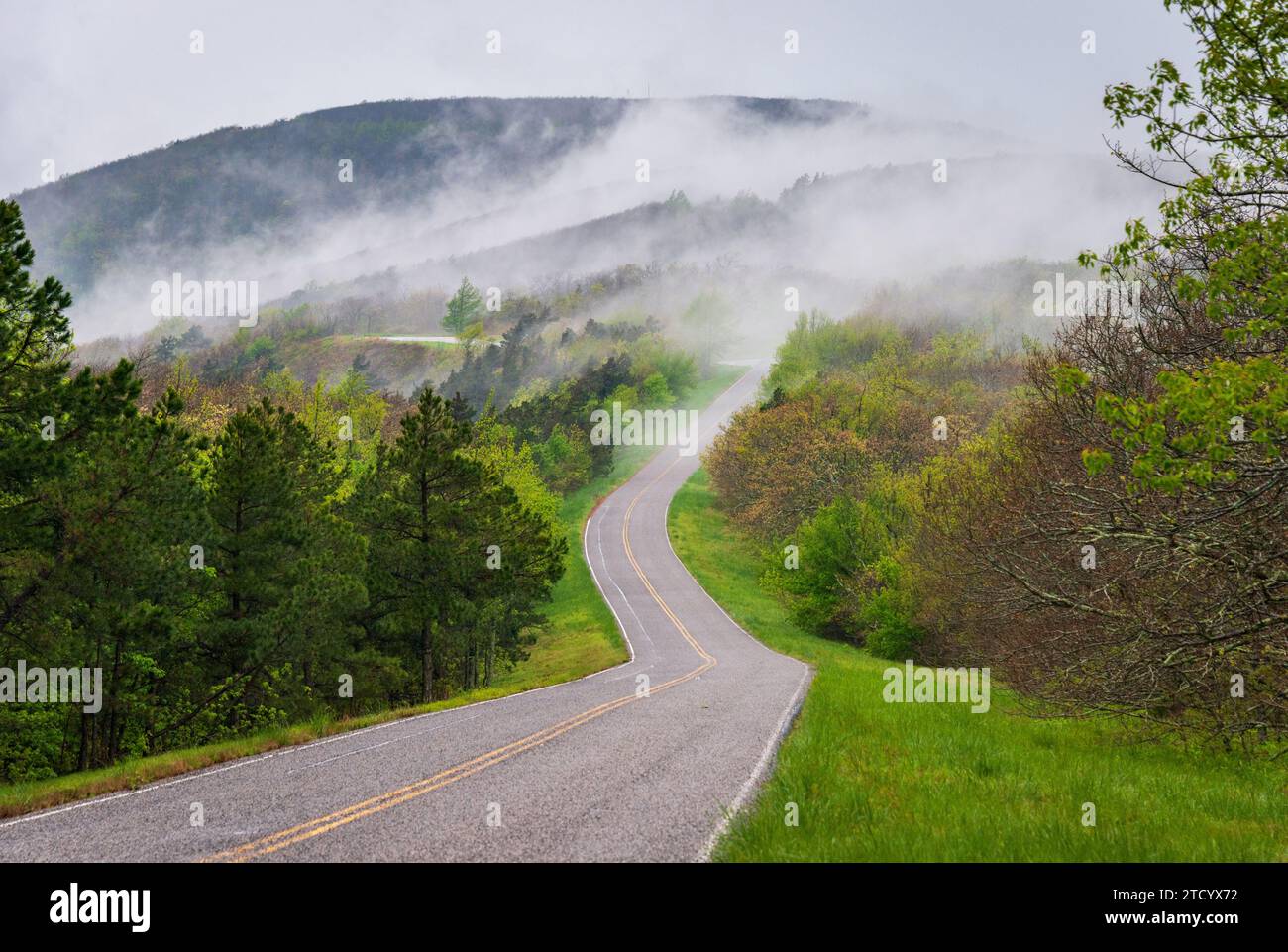 The Winding Road at Talimena Scenic Drive, National Scenic Byway Stock ...