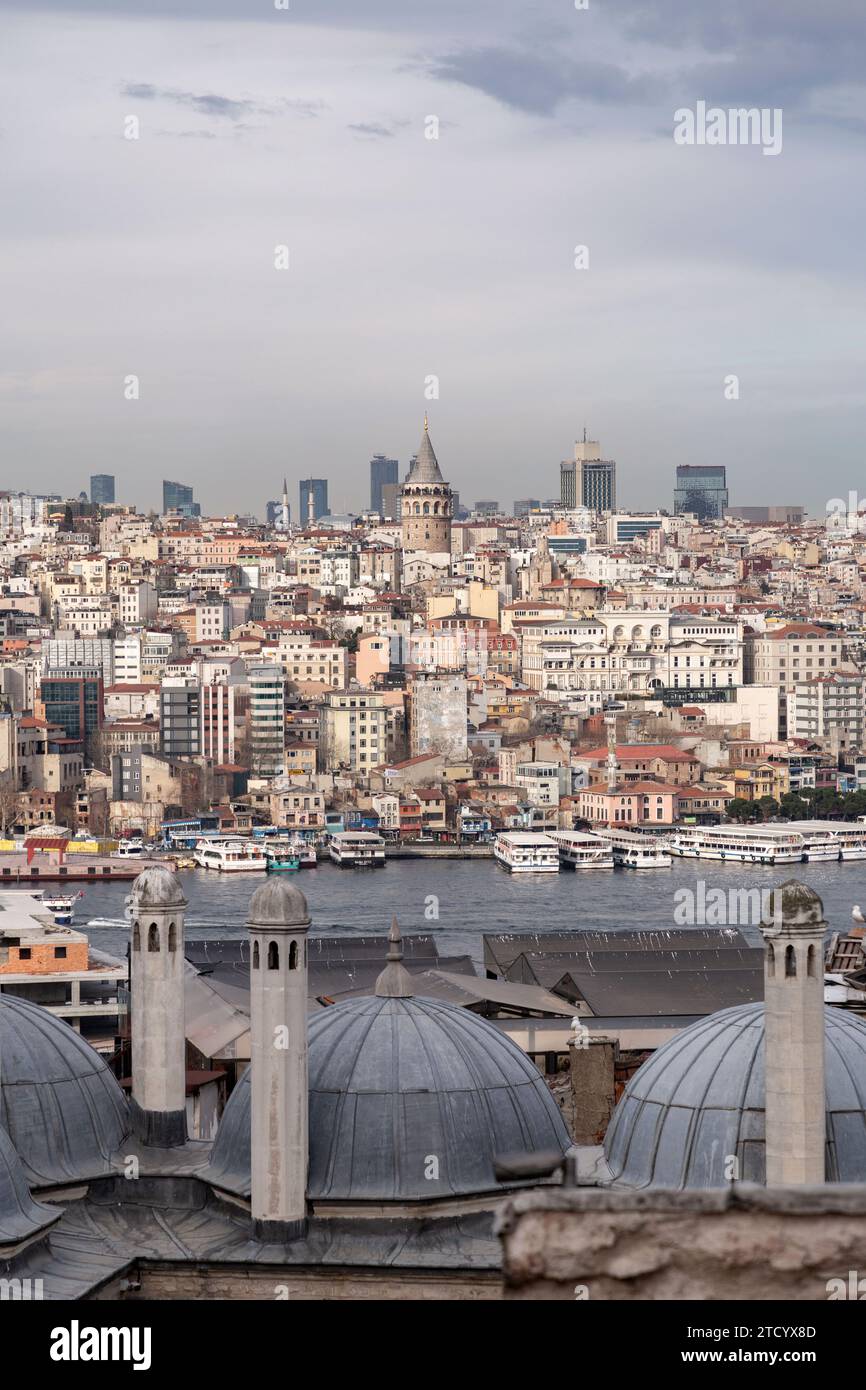 Istanbul, Turkiye - March 7, 2023: Panoramic view of Istanbul behind ...
