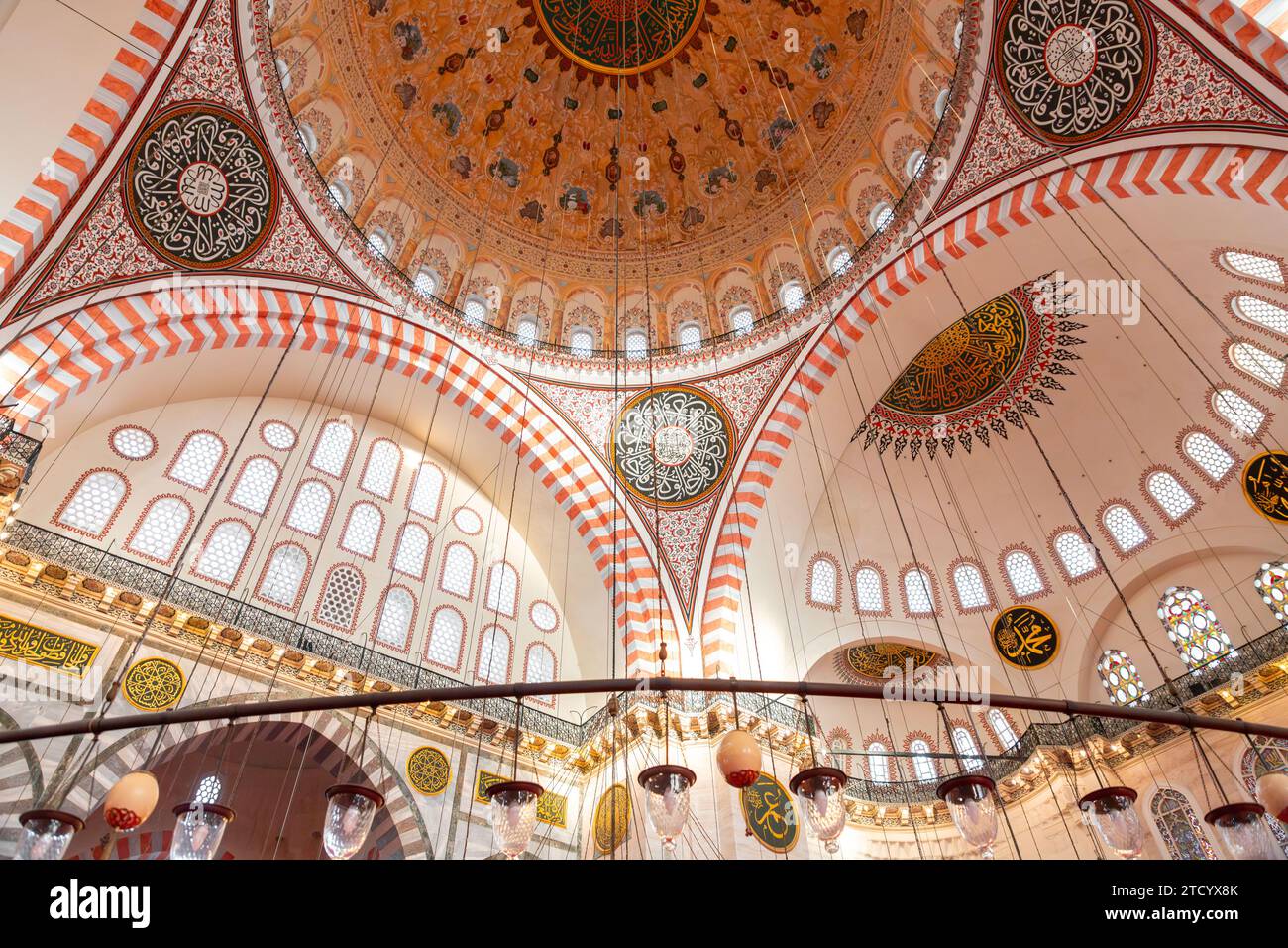 Istanbul, Turkiye - March 7, 2023: Interior view of Suleymaniye, an ...