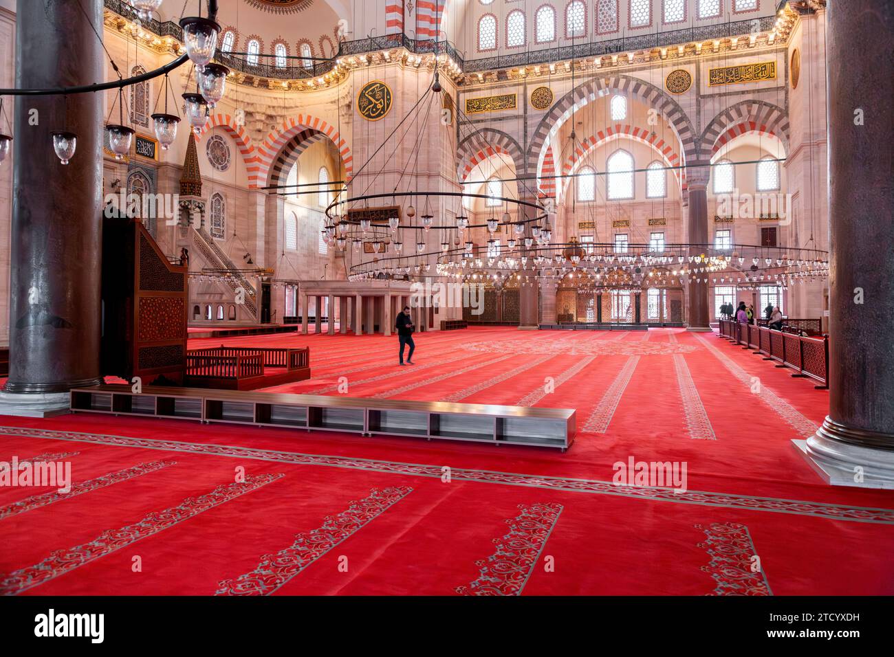 Istanbul, Turkiye - March 7, 2023: Interior view of Suleymaniye, an ...