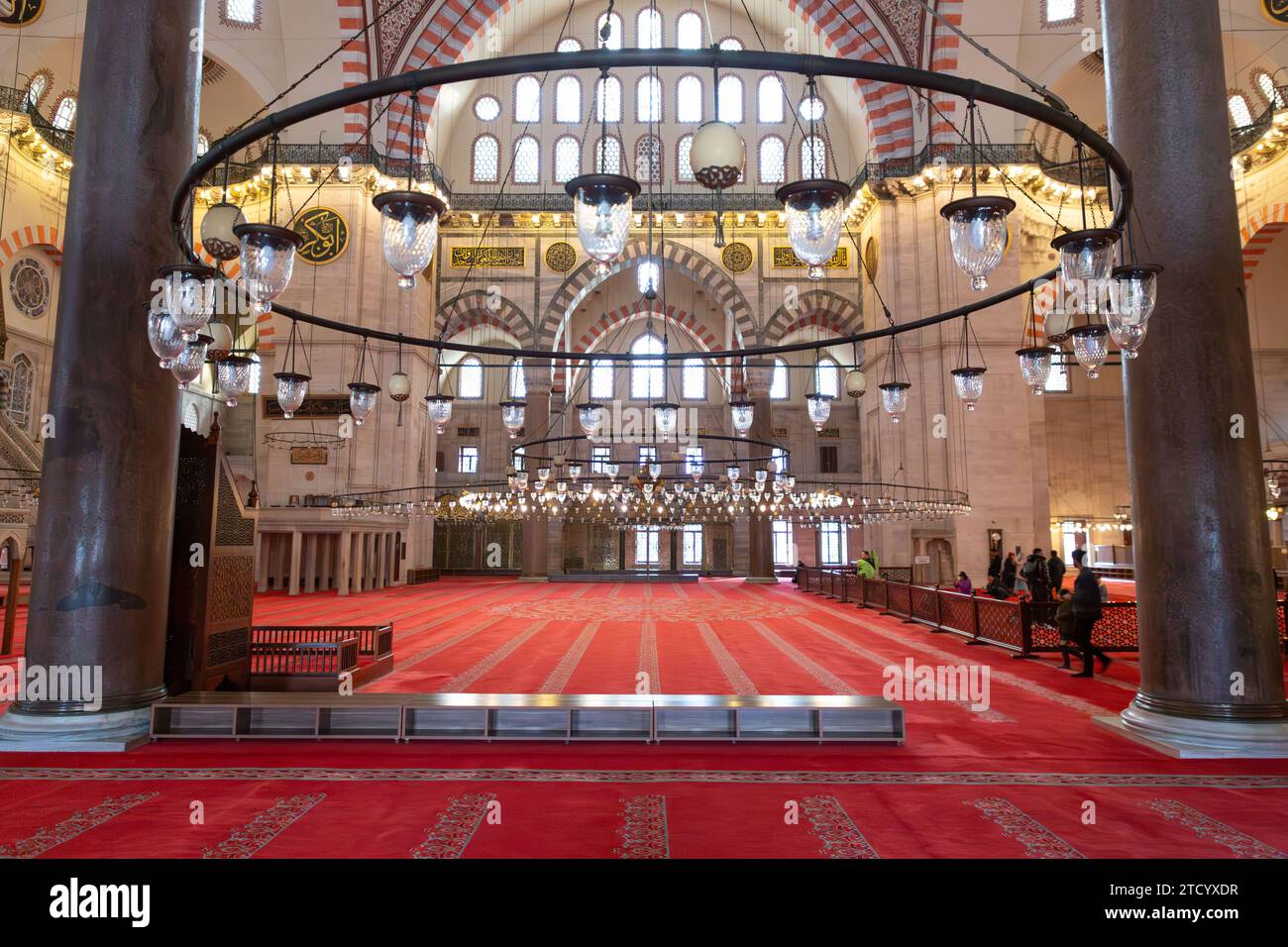 Istanbul, Turkiye - March 7, 2023: Interior view of Suleymaniye, an ...