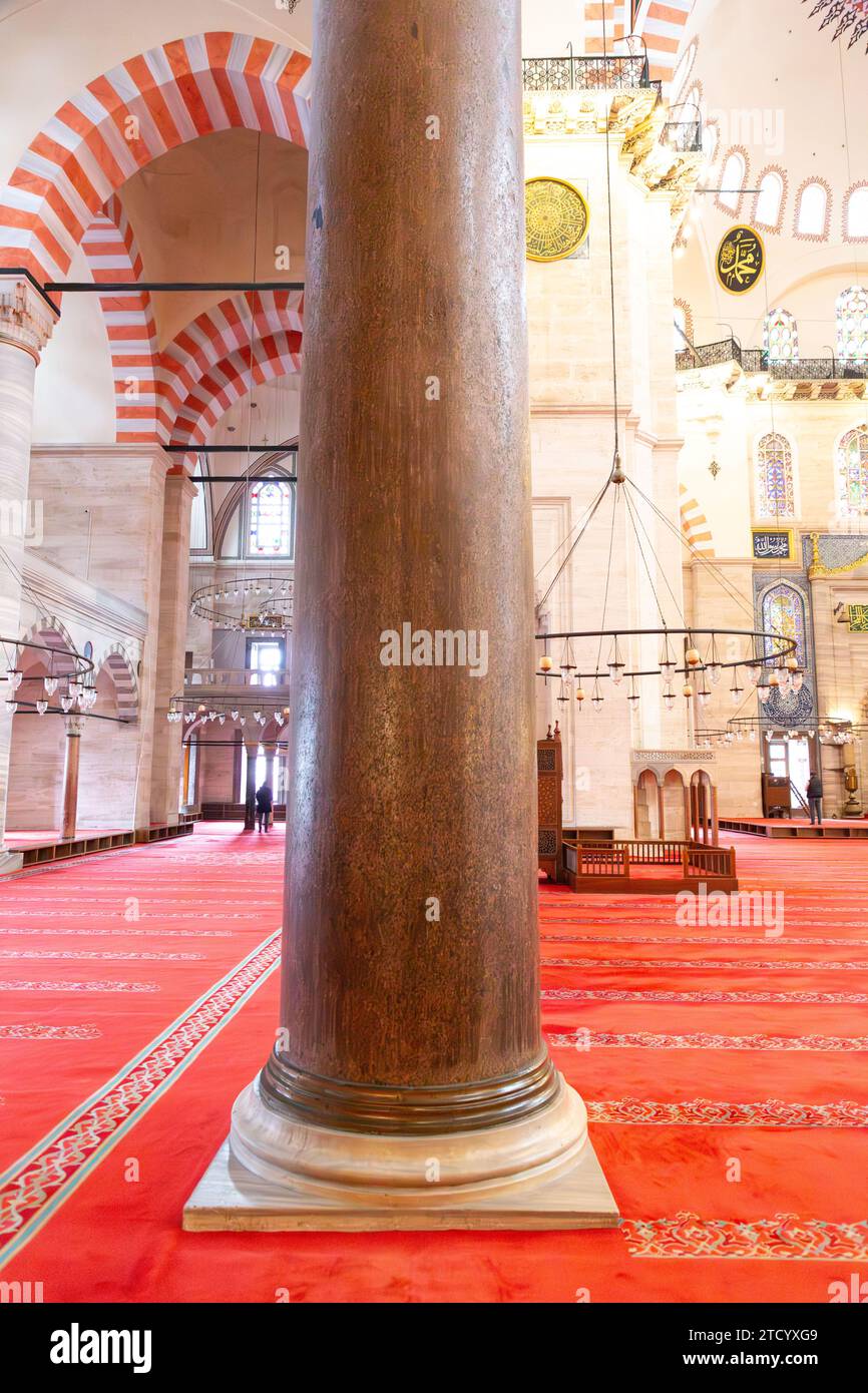Istanbul, Turkiye - March 7, 2023: Interior view of Suleymaniye, an ...