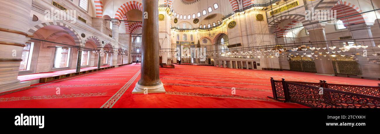 Istanbul, Turkiye - March 7, 2023: Interior view of Suleymaniye, an ...