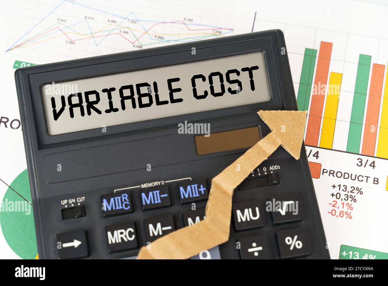 Business concept. On the business charts there is a calculator on the ...