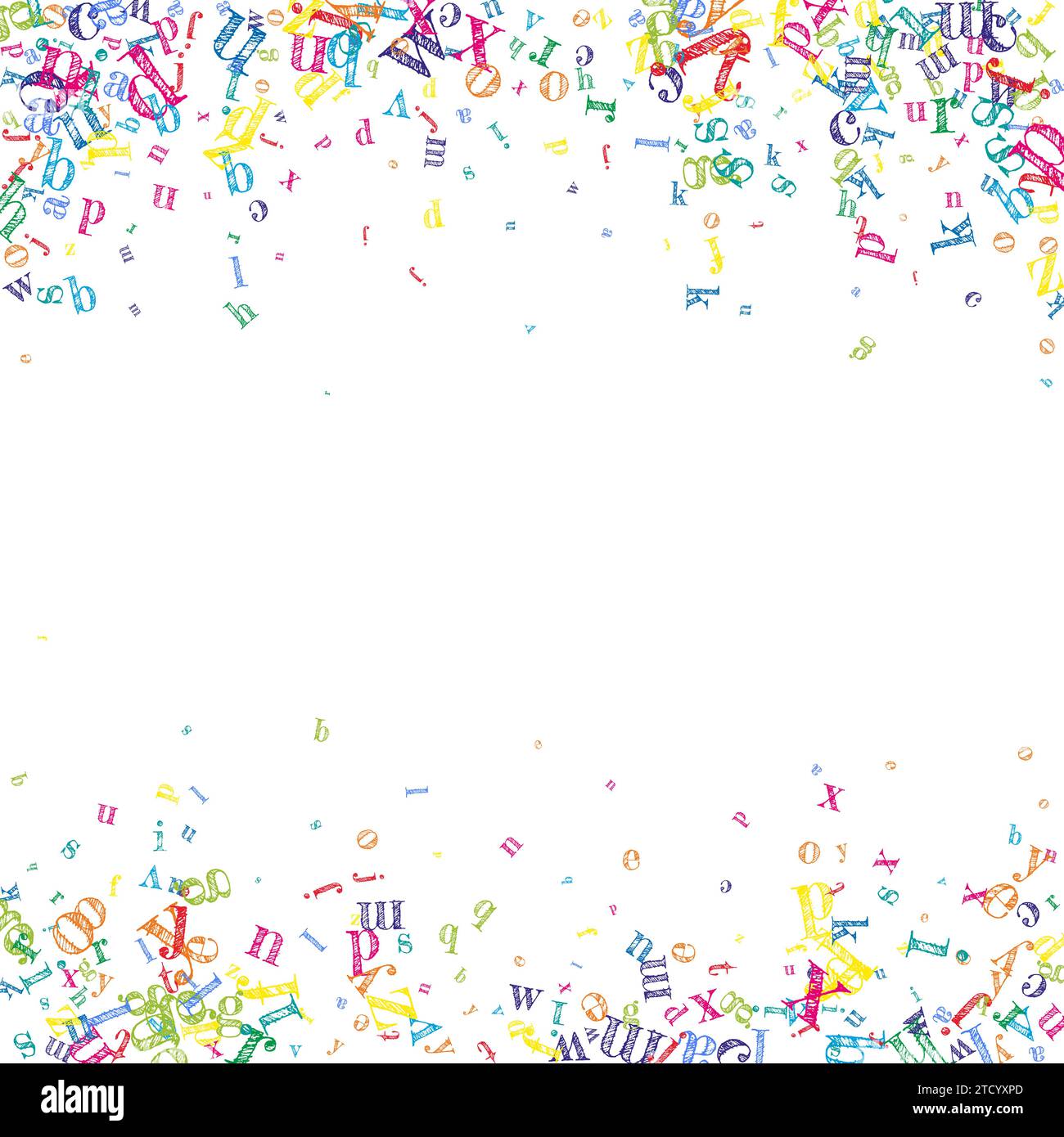 Flying latin letters. Colorful childish scattered charachters of ...