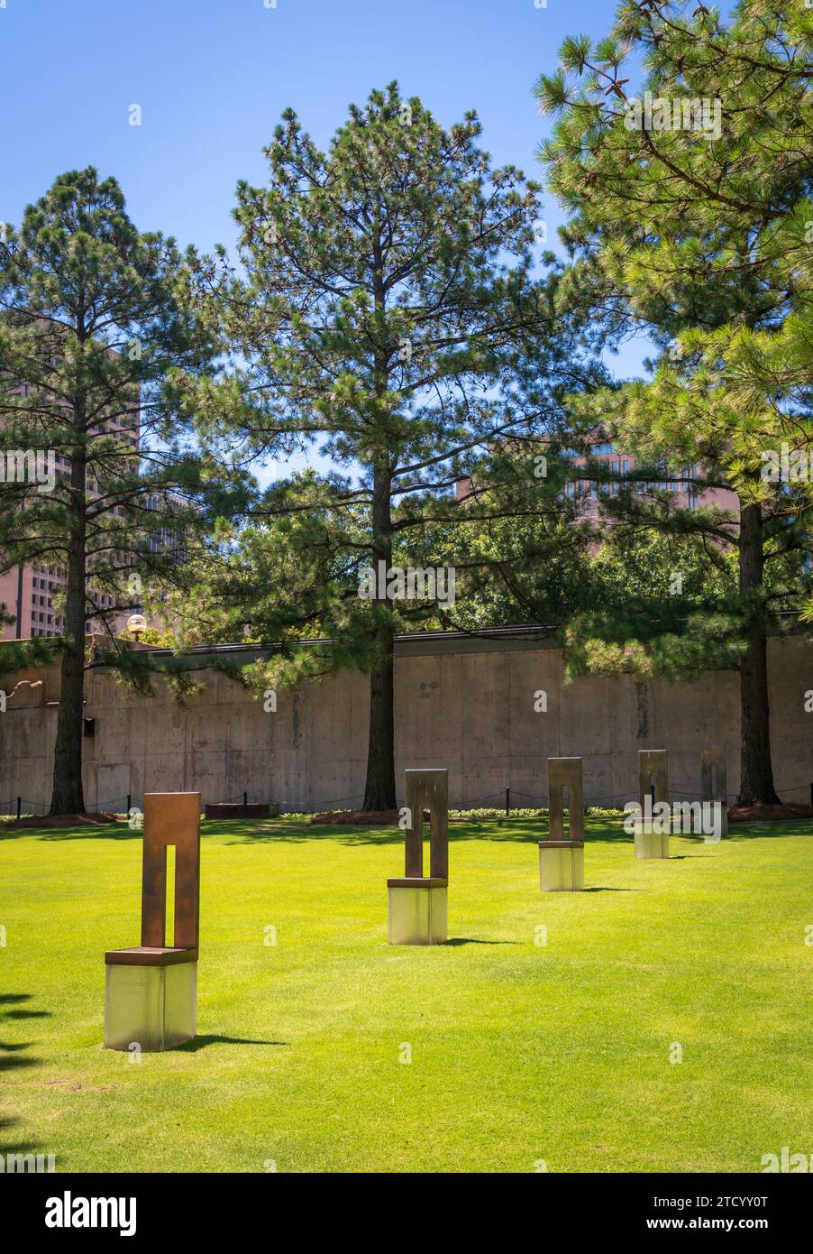 The Chair Monuments at Oklahoma City National Memorial Stock Photo - Alamy