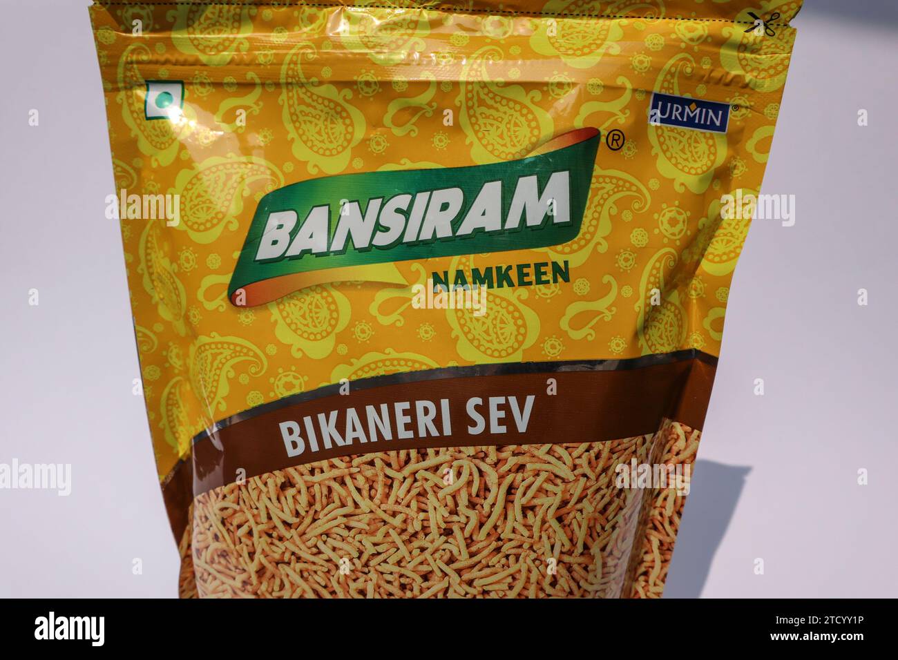 Packet of Indian snack item called Bikaneri Sev Bhujia from Brand ...