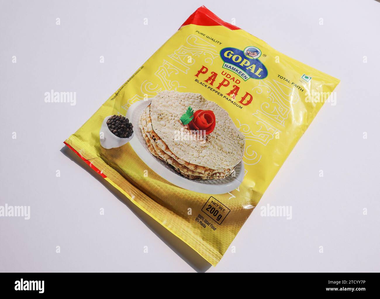 Gopal brand urad papad with black pepper on white background Stock ...