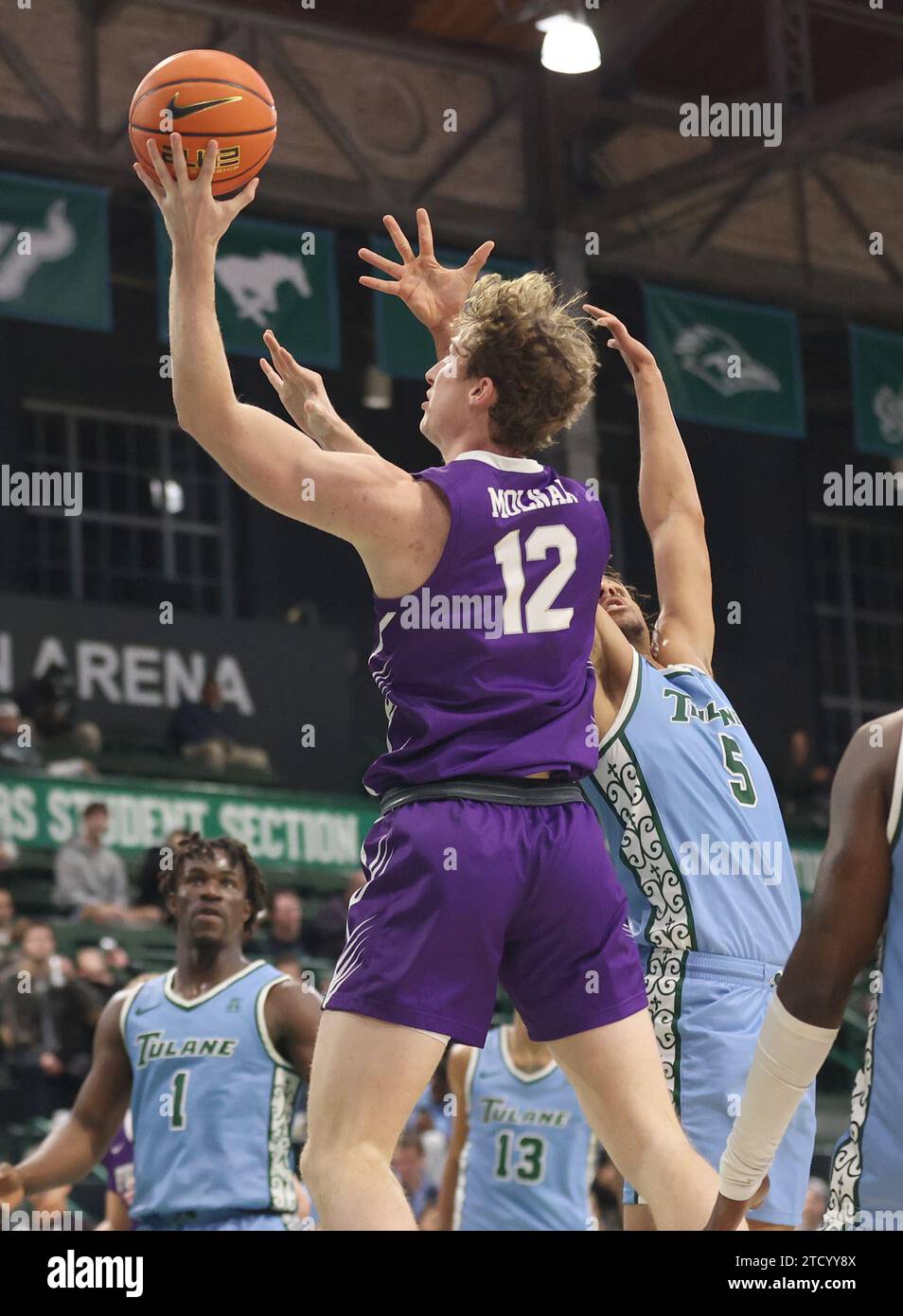 Furman Paladins forward Davis Molnar (12) shoots a layup against Tulane ...