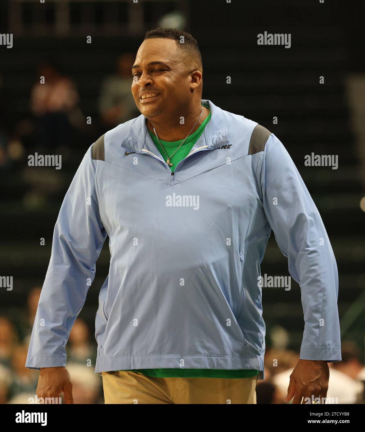 Tulane Green Wave head coach Ron Hunter pace the sidelines during a men ...