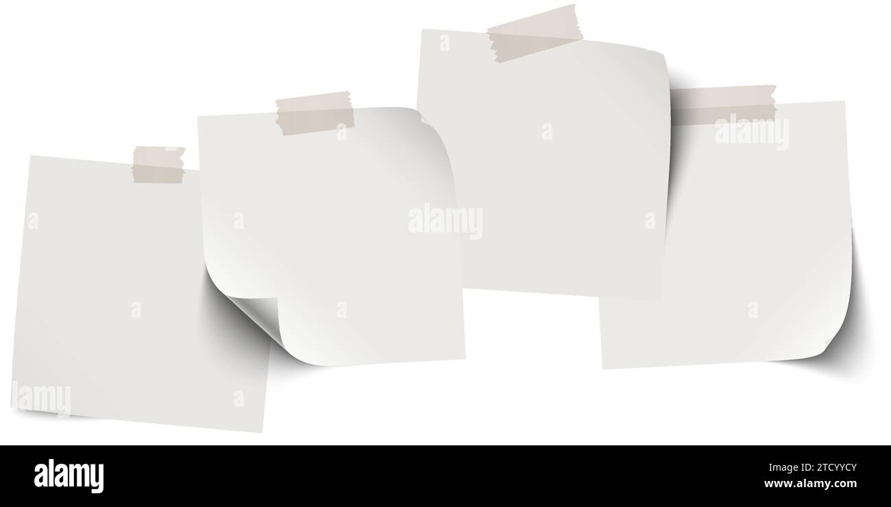 eps vector illustration with business little sticky notes in a row with ...