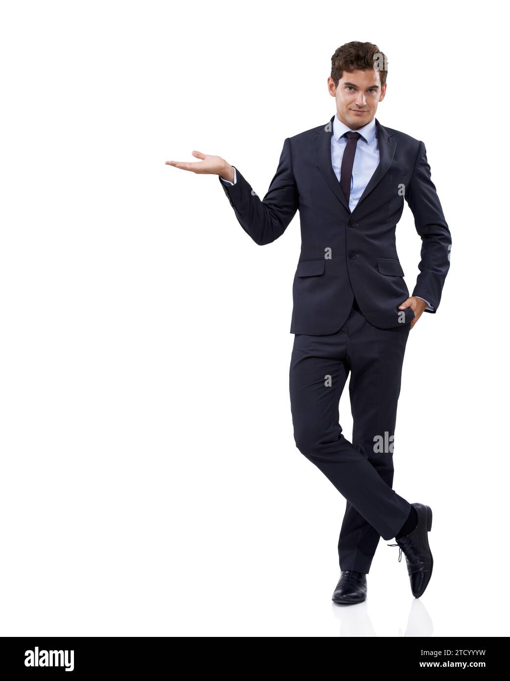 Entrepreneur, portrait and choice in hand with mockup, space and white ...