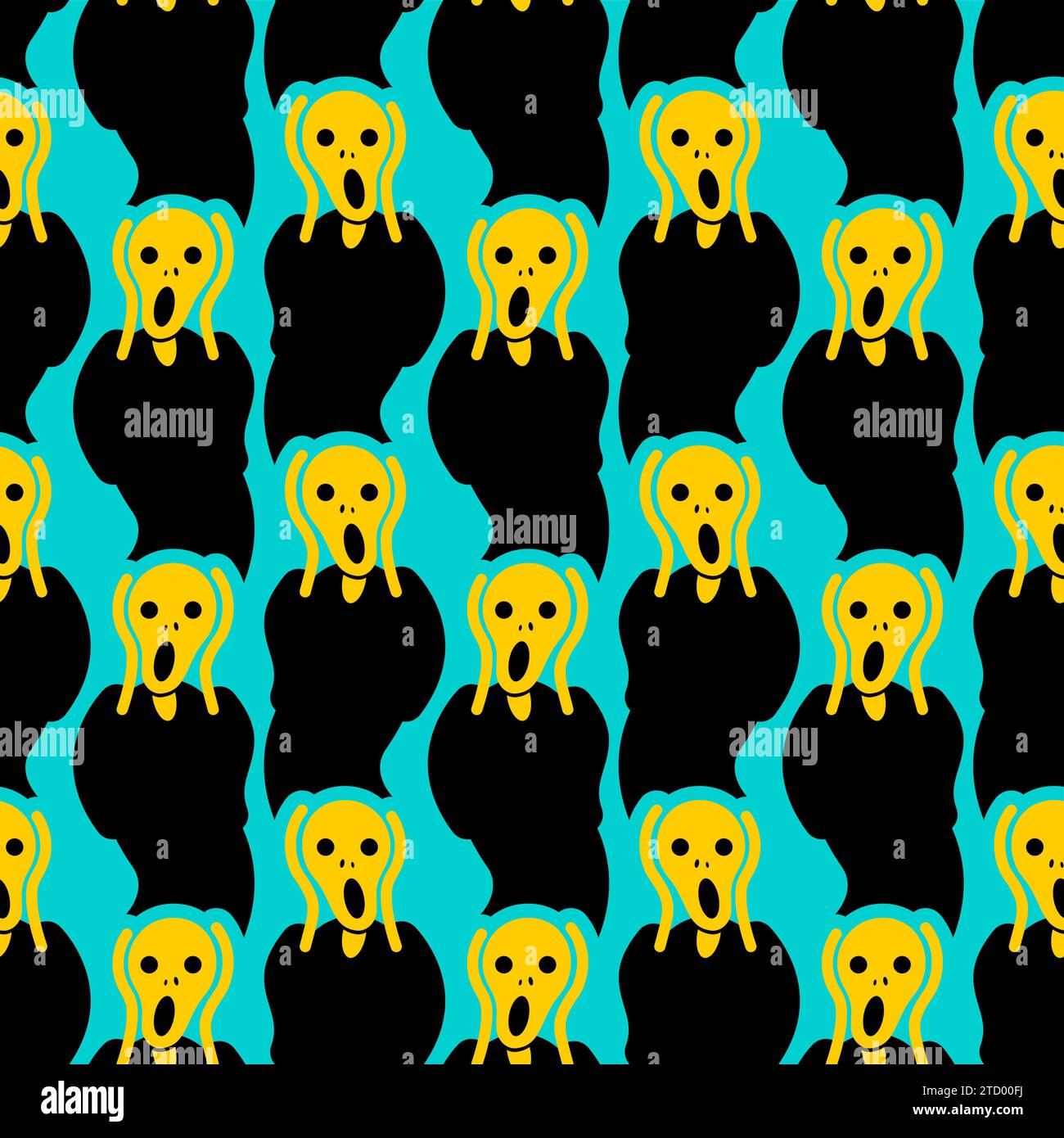 Scream munch Pattern seamless. Man is scared and screaming Background ...