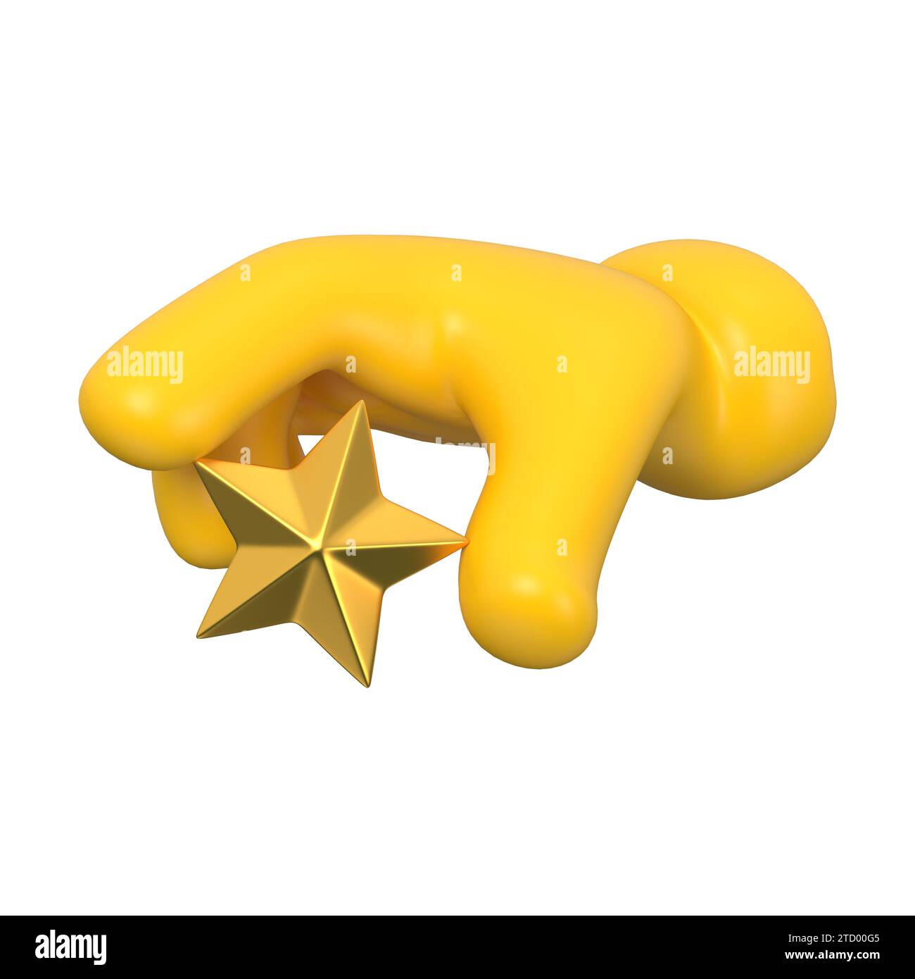 Yellow emoji hand taking or giving star. Isolated gold star prize ...