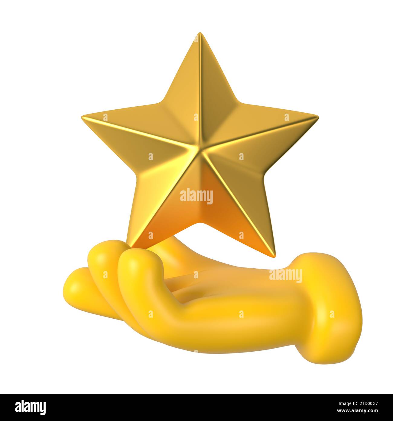 Yellow emoji hand taking or giving star. Isolated gold star rating ...