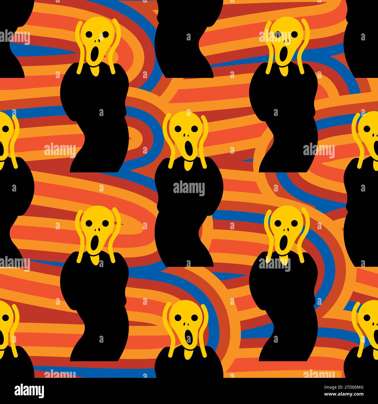 Scream munch Pattern seamless. Man is scared and screaming Background ...