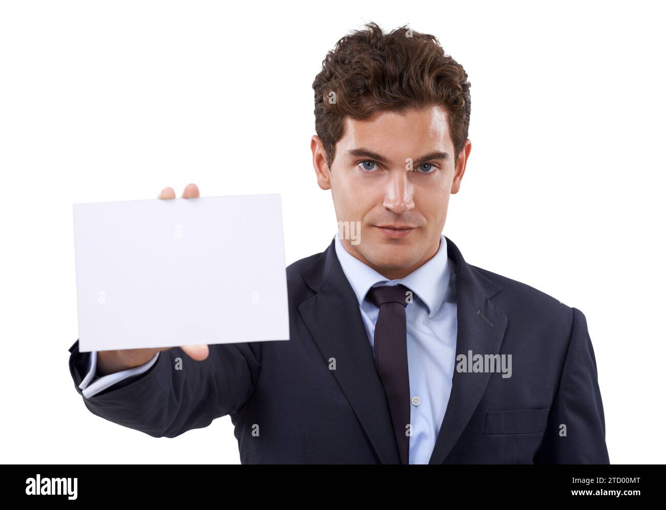 Business man, poster mockup and portrait with presentation for serious ...