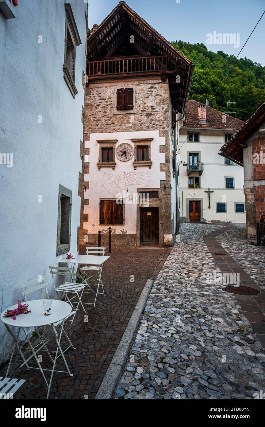 Last lights of day in the valley of time and clocks. Val Pesarina and ...