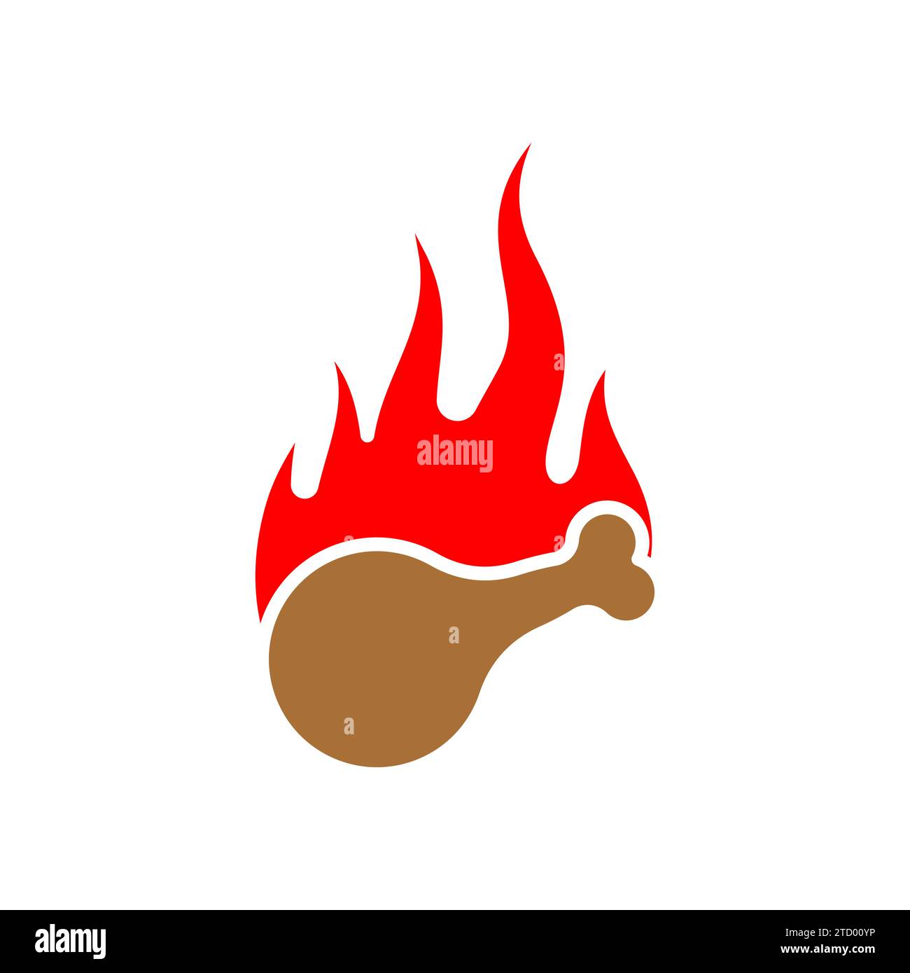 Fiery chicken food sign icon. Hot fast food symbol. Fiery food. Street ...